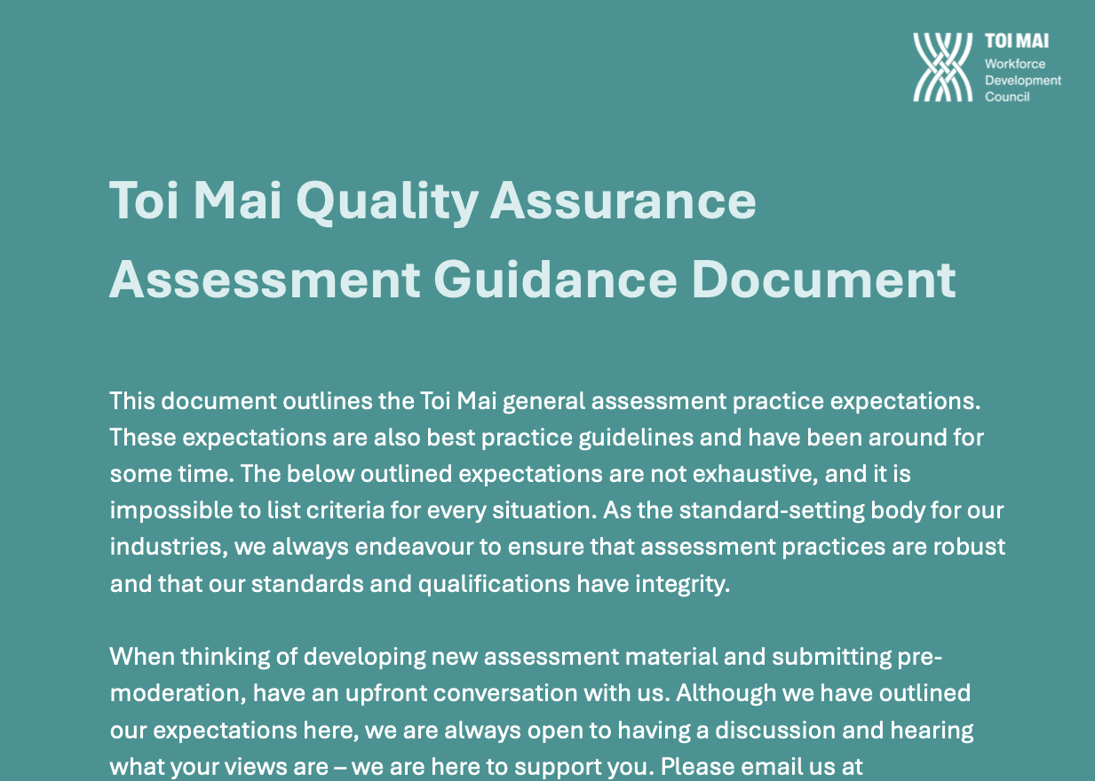 Assessment Guidance - Toi Mai
